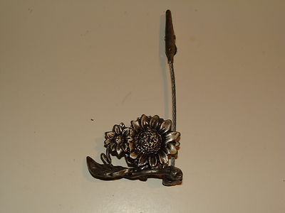 DESKTOP CLIP PAPER HOLDER HEAVY PEWTER COLORED FLOWER PAPER CLIP NOTE ...
