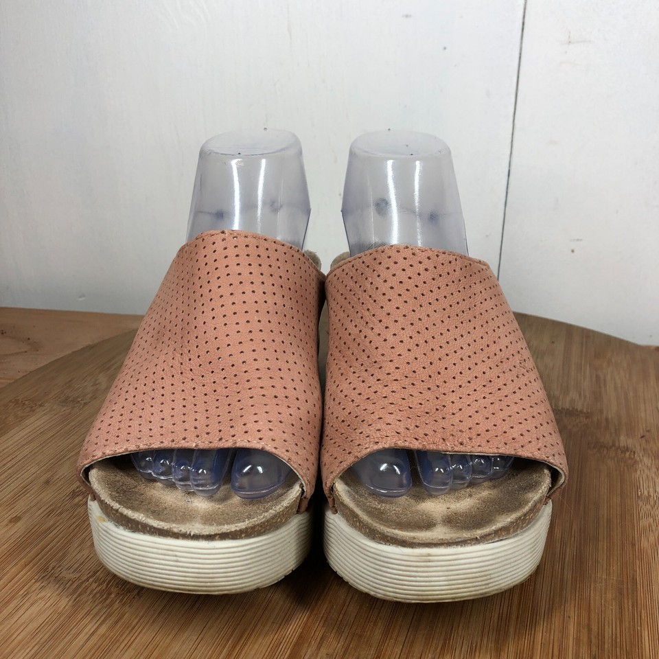 Fly London Sandals 39 Womens 8 Wigg Slides Wedge Platform Pink Leather ...