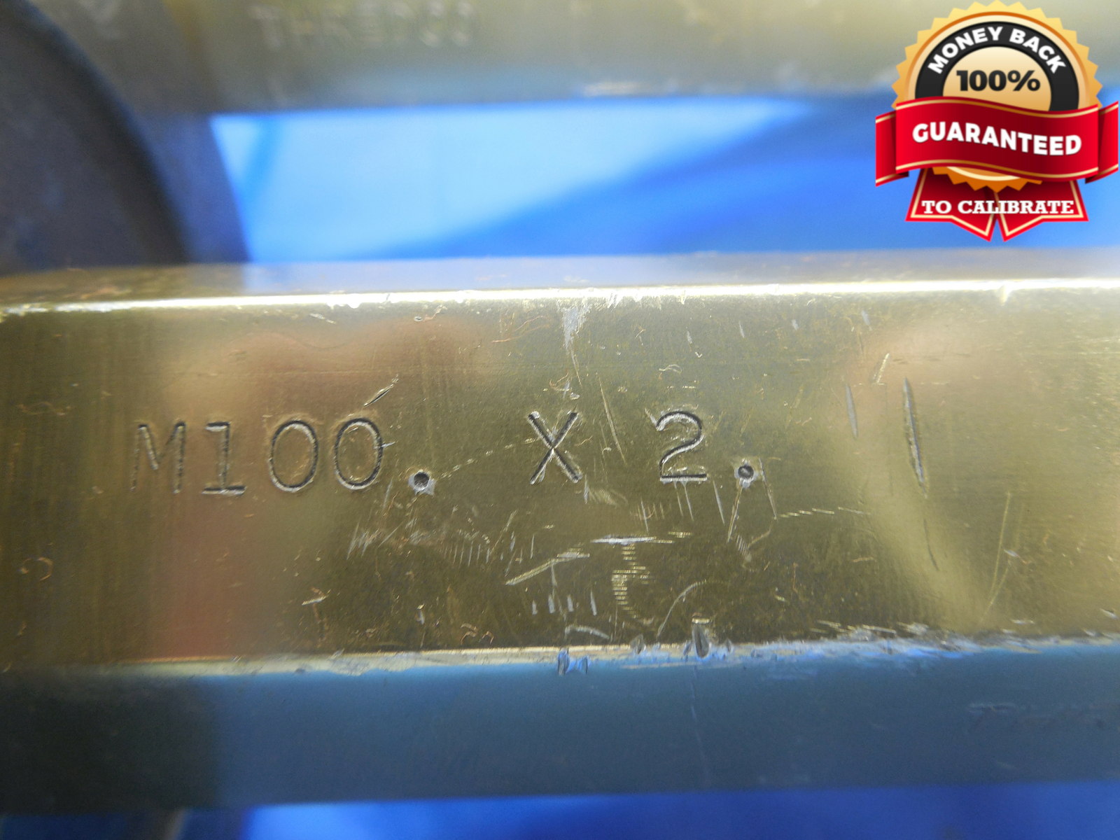 M100 X 2 THREAD PLUG GAGE 100.0 2.0 GO NO GO P.D.'S = 3.8873 & 3.8971 ...