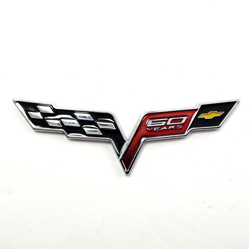 Chrome C6 Cross Flag 60 Years Emblem Badge 4-3/4 in. Metal for 2006-13 ...