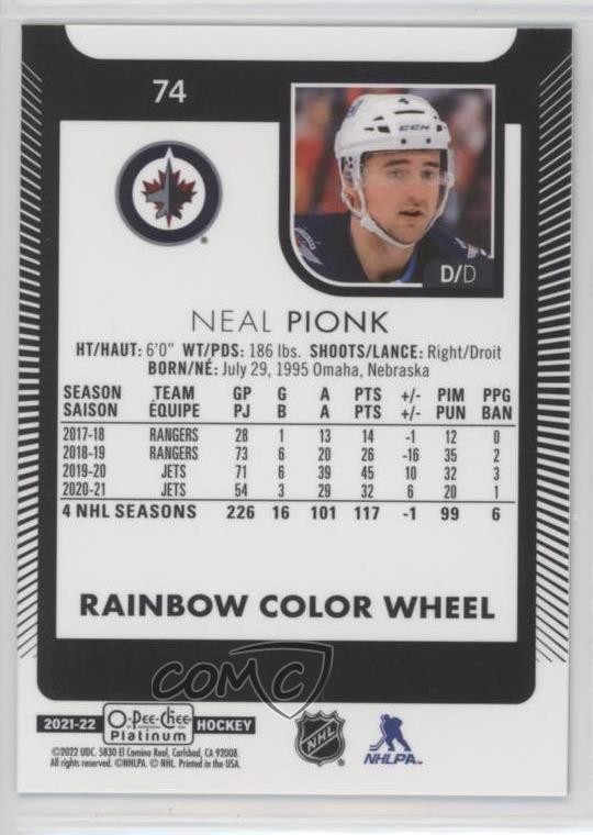2021-22 O-Pee-Chee Platinum Rainbow Color Wheel Neal Pionk #74 | eBay