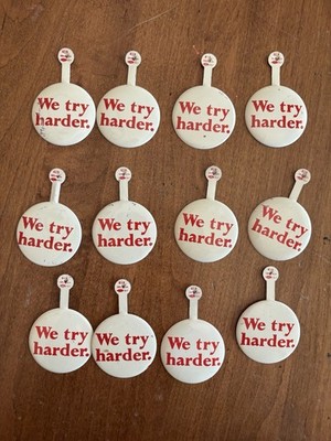 Vintage 1960's AVIS "We Try Harder" Fold Over Tab Pin/Buttons/Stickers ...