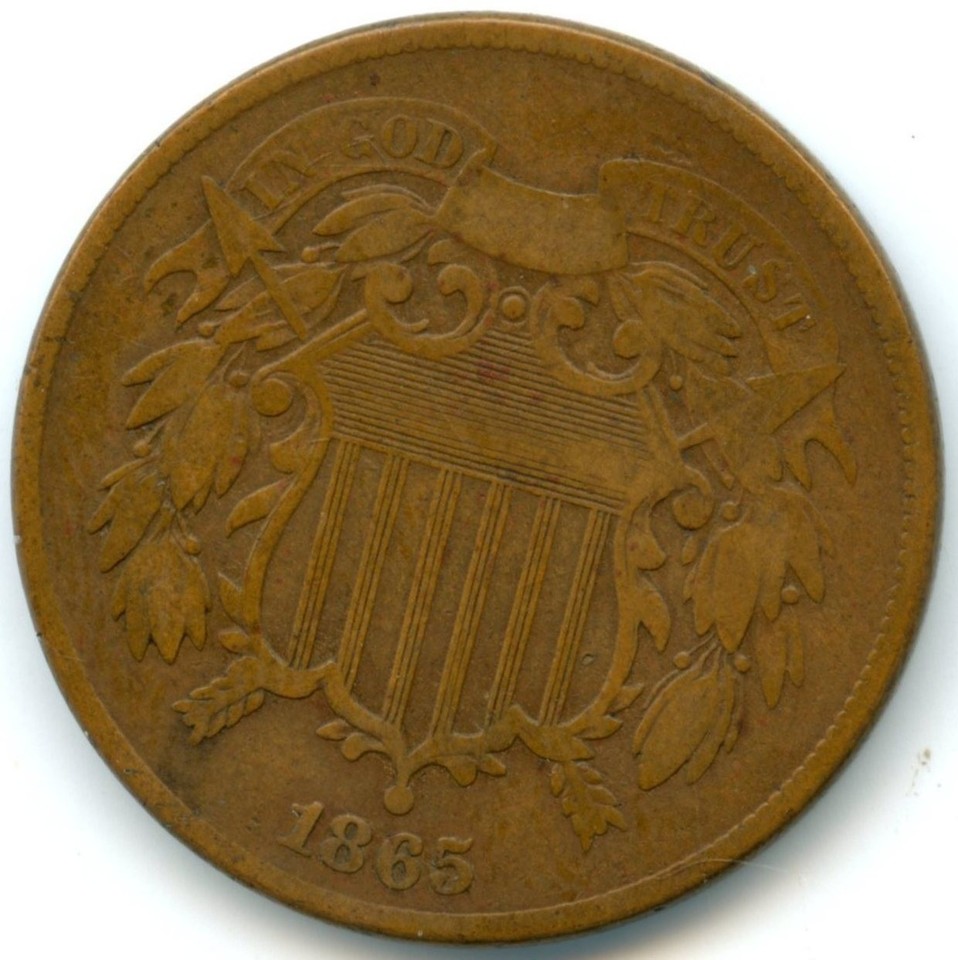 1865 U.S. Two Cent Copper Coin - Nice Details | eBay
