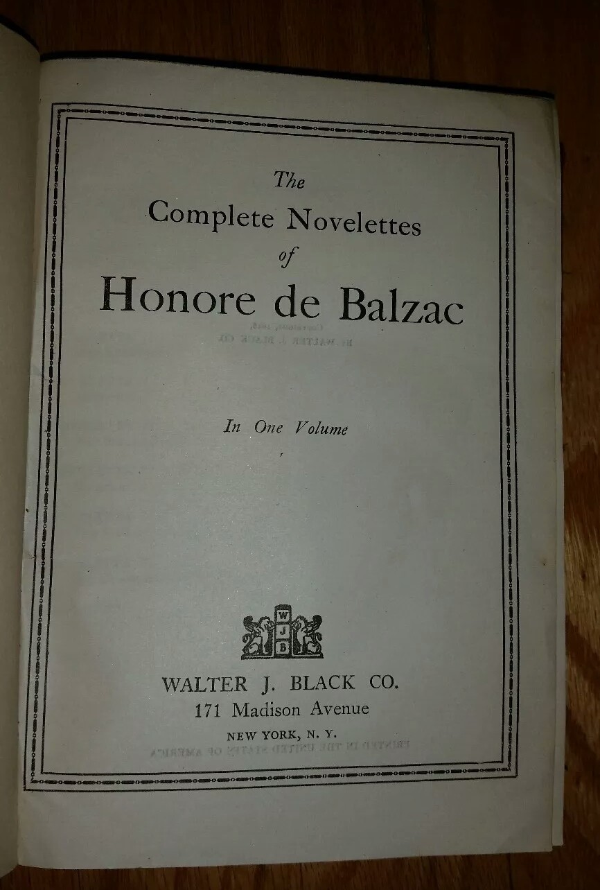 1925 - The Complete Novelettes of HONORE de BALZAC Book with Leather ...