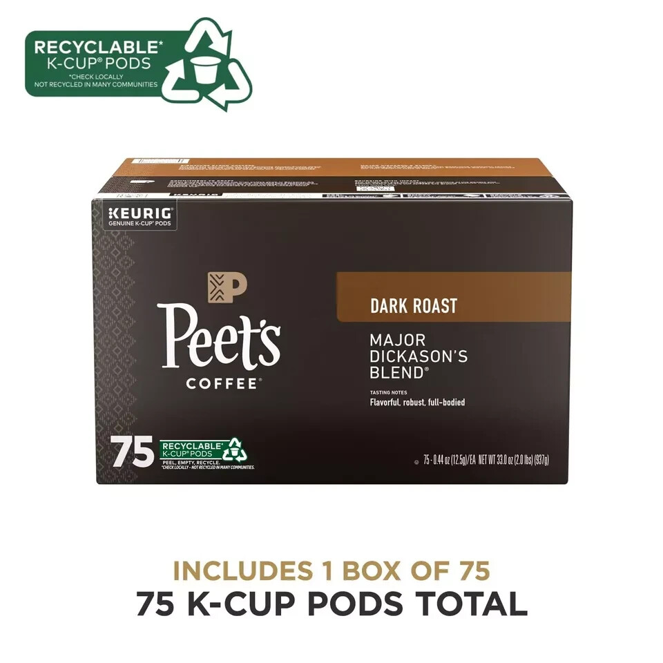 Peet's Coffee, Dark Roast Keurig K-Cup Pods - Major Dickason's Blend 75 ...