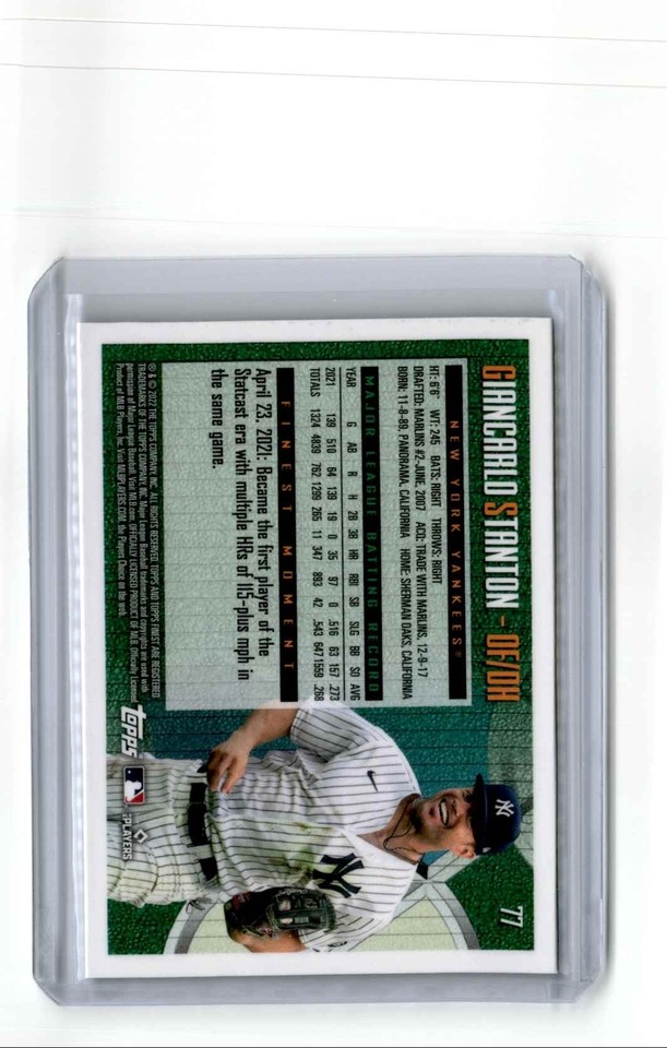 2022 Topps Finest Flashbacks Giancarlo Stanton New York Yankees #77 | eBay