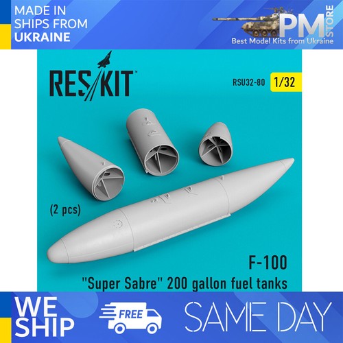 Reskit RSU32-0080 - 1/32 F-100 "Super Sabre" 200 gallon fuel tanks (1/ ...