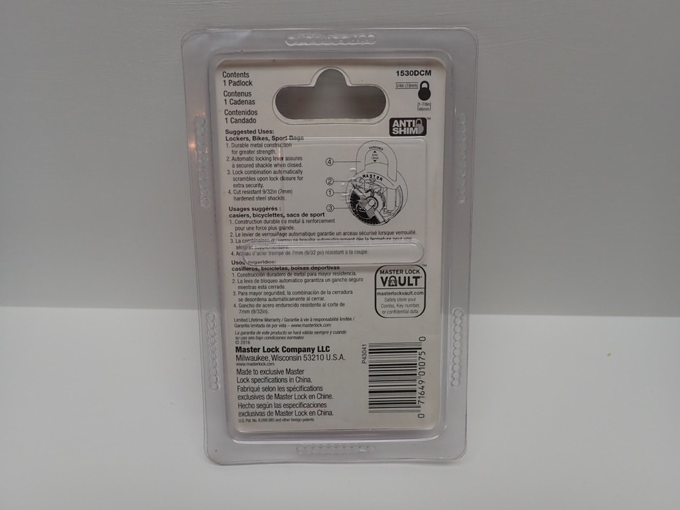 Master Lock Combination Locker Padlock Anti Shim Red Chrome 1530DCM | eBay