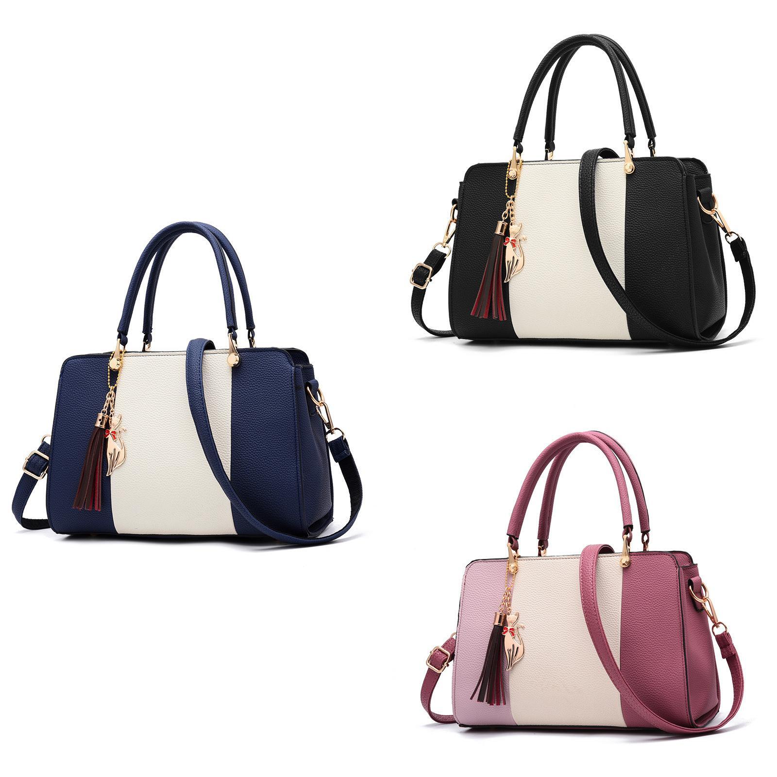 Trendy Pu Leather Color Block Handbag For Women With Large Capacity | eBay