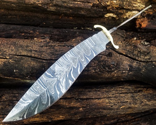SHARD HAND FORGED Damascus Steel Brass Guard Kukri Blank Blade Hunting ...