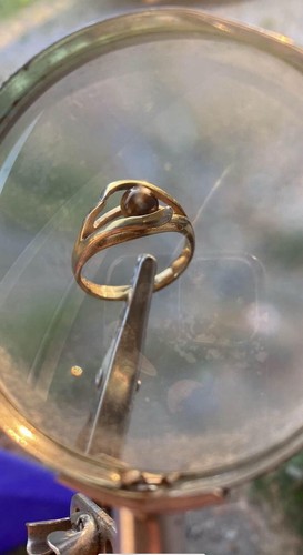 Vintage 80s 90s Gold Plated 8K Size 8 Ring Women’s Tiger Eye Cabochon ...