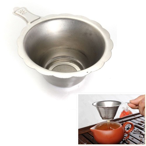 Kitchen Teaware Funnel Leaf Filter Tea Strainer Fine Mesh Stainless ...