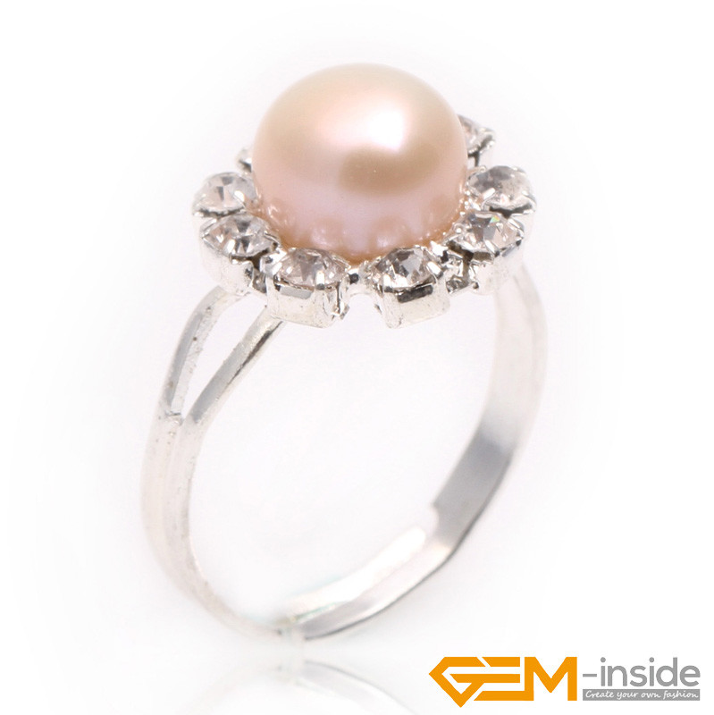 Natural Freshwater Pearl Rings White Gold Plated Sun Shape XMAS Fashion ...
