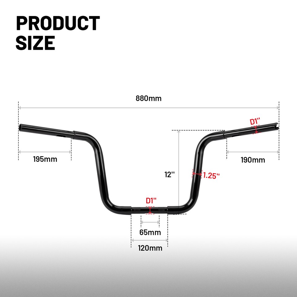 12" 14" 16" Rise APE Hanger Handlebar DNA Monster Fat Bars For Harley ...
