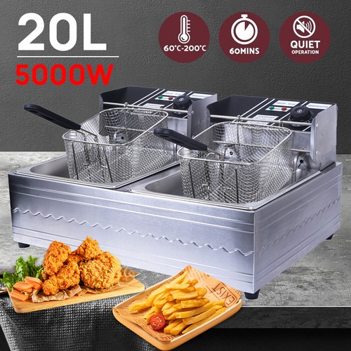 Electric Deep Fryer 2 X 10L Commercial Bench Top Single Stainless Steel ...