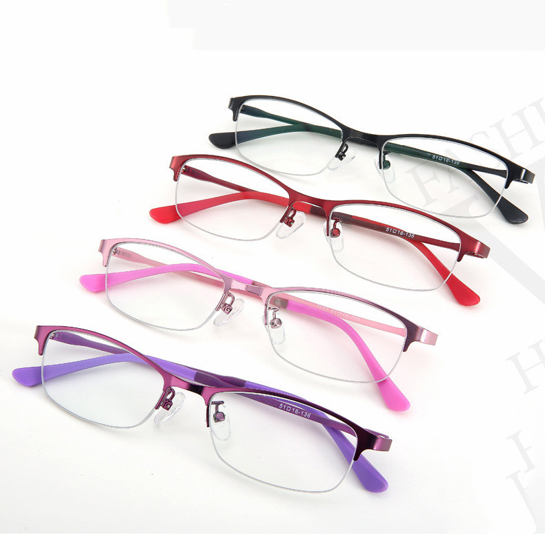 Women's Half Rimless Eyeglasses Frames Meta &TR90 Spectacles Flexible ...