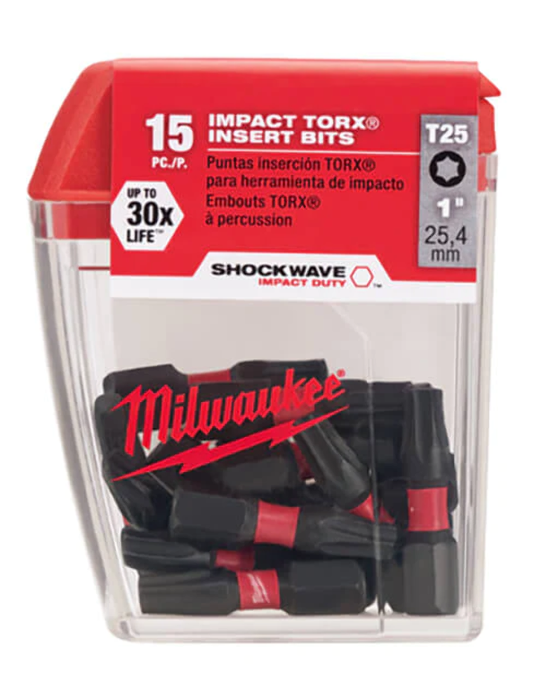 Milwaukee 48-32-5014 Shockwave Insert Bit Torx T25 - 15 Pack Tic Tac ...