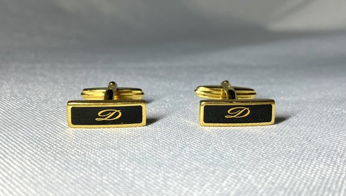 Auth Rare S.T.Dupont cufflinks D logo Black & gold Square Initial Icon ...