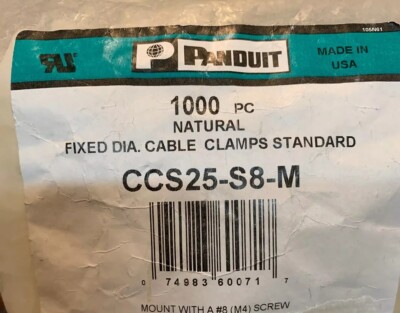 PANDUIT CCS25-S8-M FIXED DIAMETER CABLE CLAMP,1000/PK,, PK 1000 | eBay