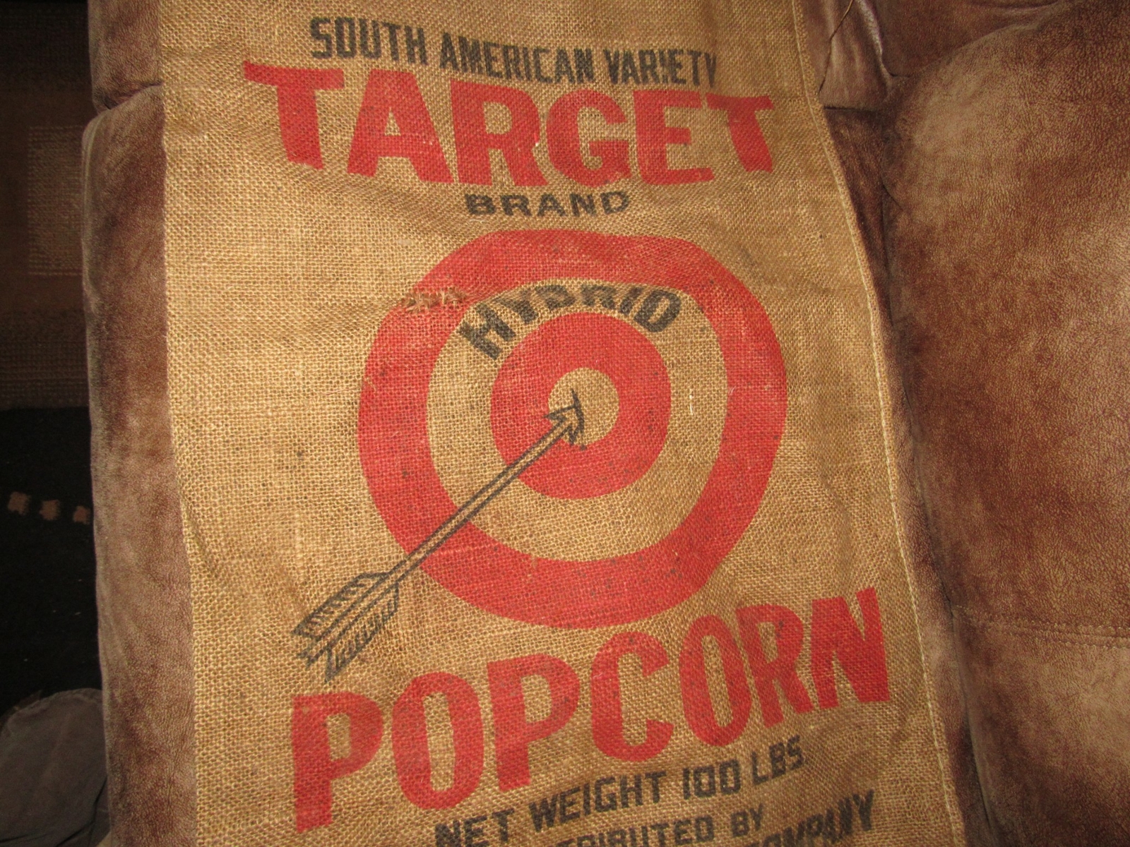 VINTAGE 100 LB TARGET BRAND POPCORN BURLAP SACK SEED BAG BLUE SPRINGS ...