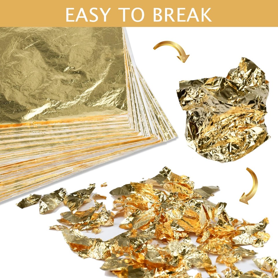 200Pcs Gold Leaf Sheets Gold Foil Sheets for Gilding Crafting, Art DIY ...