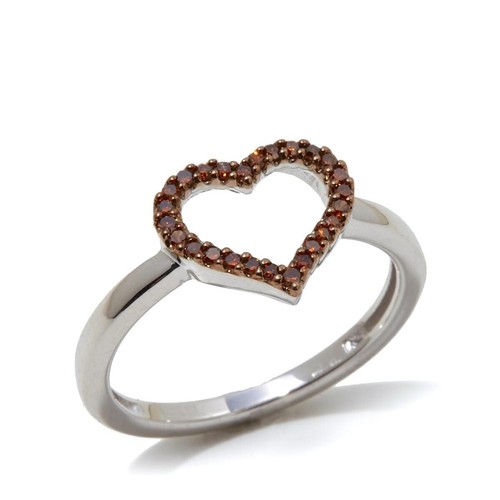 Rarities Sterling Silver Red Diamond Open Heart Ring Size 6 | eBay