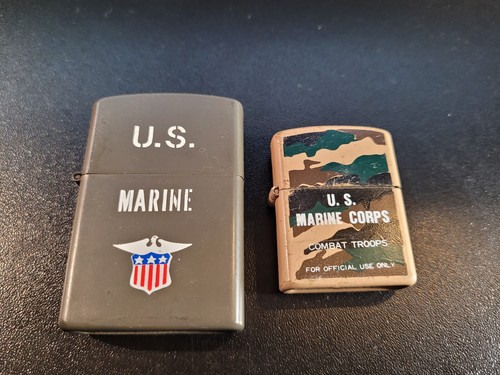LOT DE 2 BRIQUETS US MARINE CORPS USMC DONT UN MINI STYLE ZIPPO ESSENCE ...