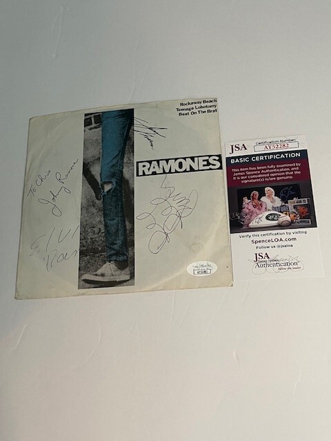 The Ramones Signed 45 Cover Joey Dee Dee Johnny Elvis Ramone JSA # ...