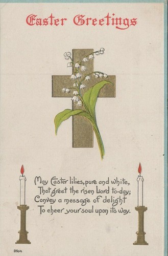 Easter Greetings Religious Lilies Lord Is Risen Divided Back Vintage ...