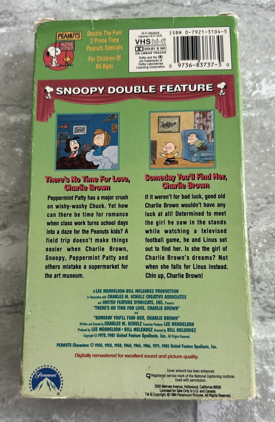Snoopy Double Feature - V. 5 (VHS, 1995) There’s No Time For Loved ...