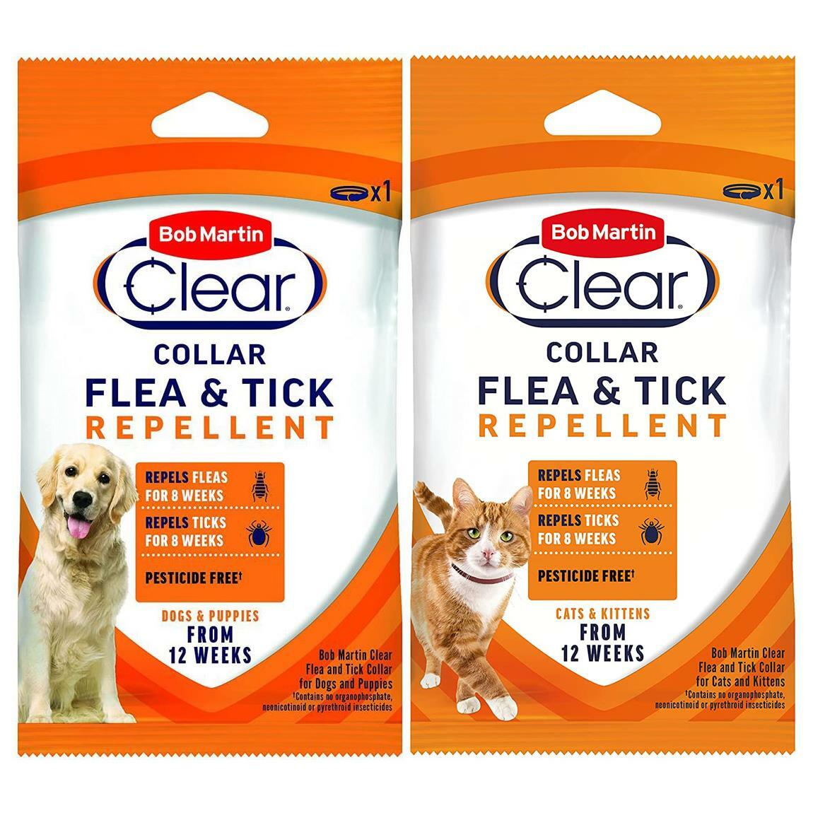 Bob Martin Clear Flea Collar For Cats Dogs & Puppies Repels Fleas ...