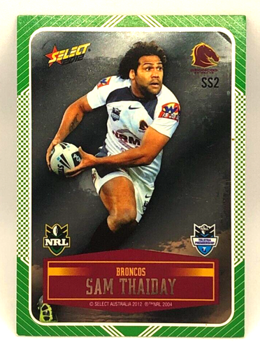 2012 NRL Champions Silver Laser Sticker #2 Sam Thaiday Brisbane Broncos ...