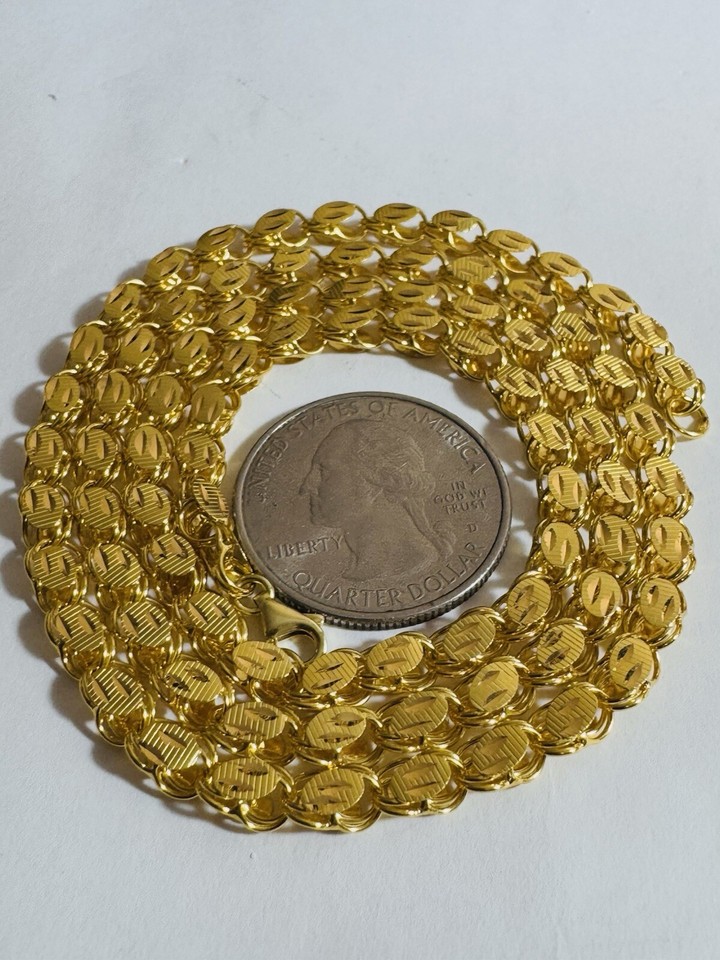 18K 750 Dubai Gold Damascus Chain Necklace 17.6-18 Inch 5mm 10.6g | eBay