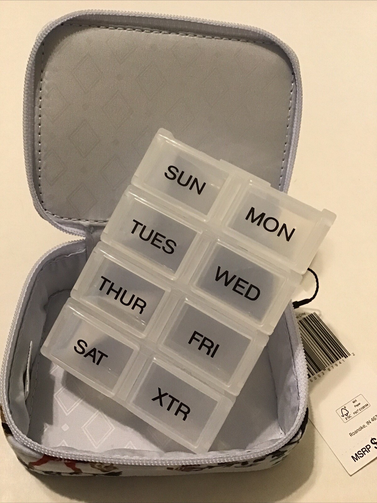 Vera Bradley 8 Day Travel Pill Case Pill Box MISCHIEF SNOW DAY Planner ...