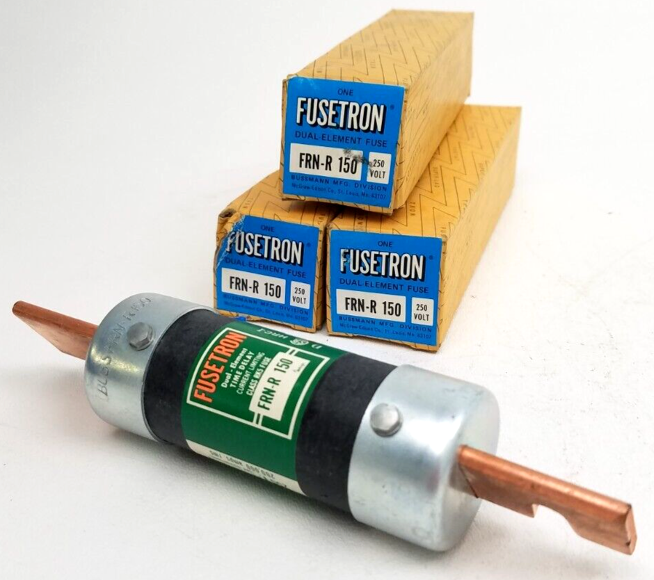 Lot of 3 FRN-R-150 Bussmann Fusetron 150 Amp Fuse Class RK 5 *Next Day ...