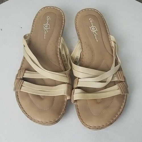 Born Crown Leather Sandals Women 9 Tan Wedge Sandals Strappy Sandals ...