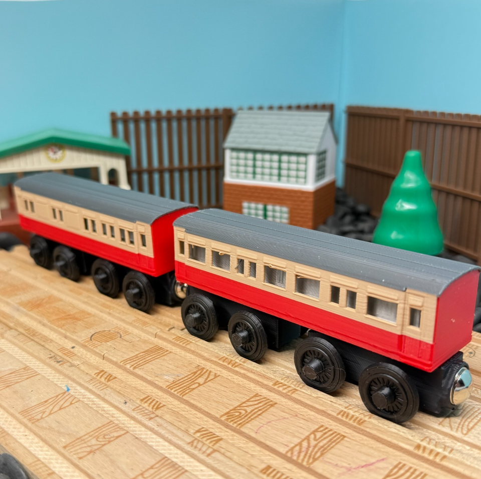 Wooden Railway Express Passenger & Brake Coach Train Custom Made | eBay