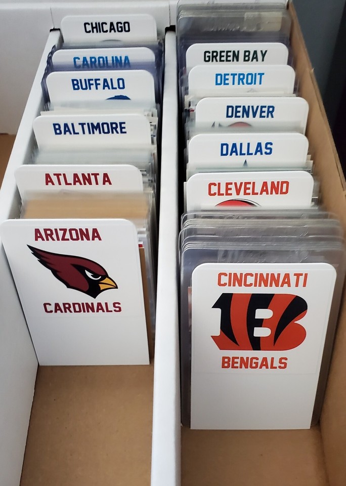 32 TALL Sports Card Dividers with FREE Custom NFL Team Logo Labels | eBay
