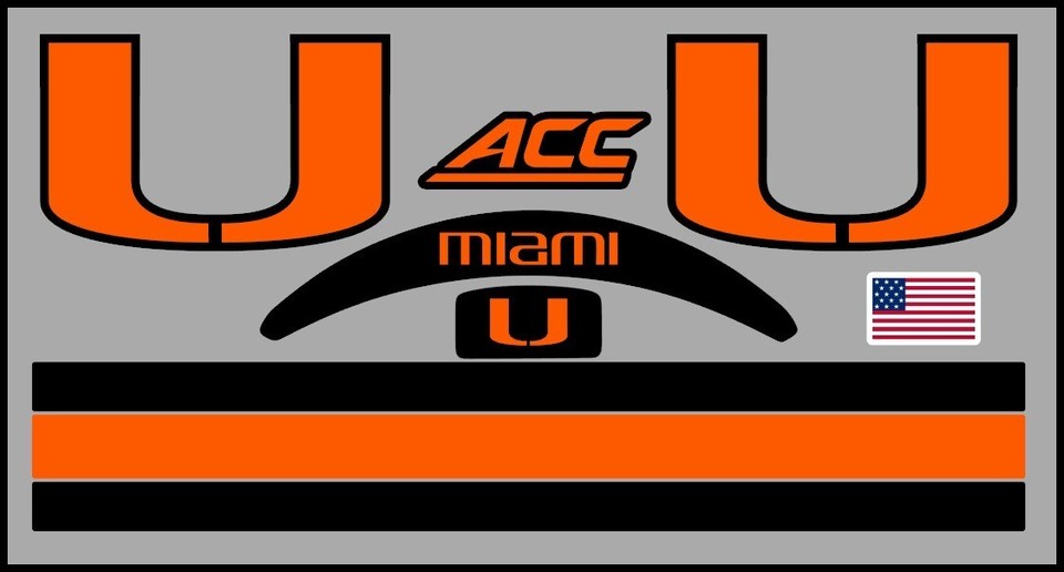 Full Size Miami Hurricanes Helmet Alternate Decals - 3 designs to ...