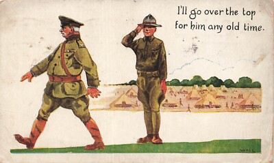 WW1 SOLDIER SALUTES OFFICER-I'LL GO OVER THE TOP FOR HIM ANY TIME~1918 ...