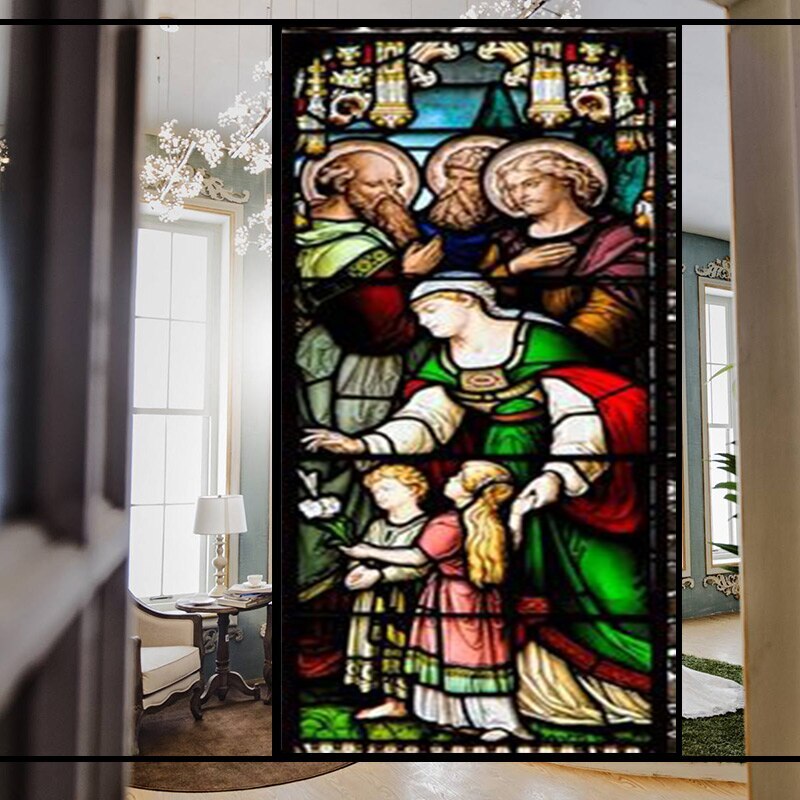 Retro Church Window Film Privacy Self-adhesive Glass Sticker Chapel ...