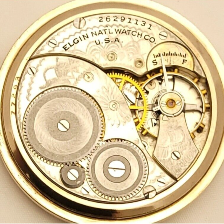 1924 ELGIN FANCY ART DECO SILVER DIAL GOLD FILL CASE POCKET WATCH | eBay