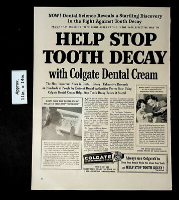 1949 Colgate Dental Cream Help Stop Tooth Decay Print Ad 43092 | eBay