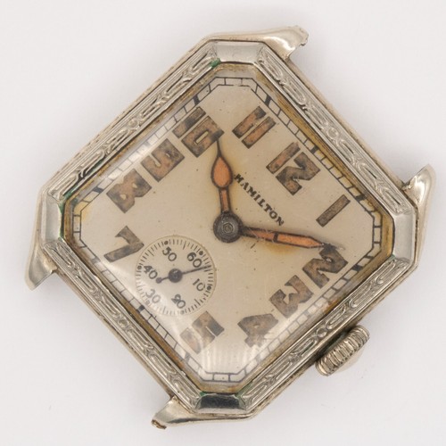 Vintage 1920s Hamilton Square Cal. 987 17-Jewel 14K White Gold Filled ...