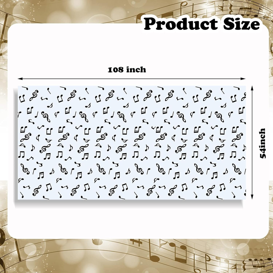 108 X 54 Inch Musical Notes Tablecover Musical Notes Plastic Tablecloth ...