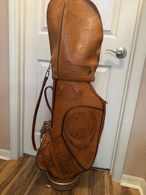 Mexican Aztec/Mayan Hand Tooled Leather Golf Bag, with head cover ...