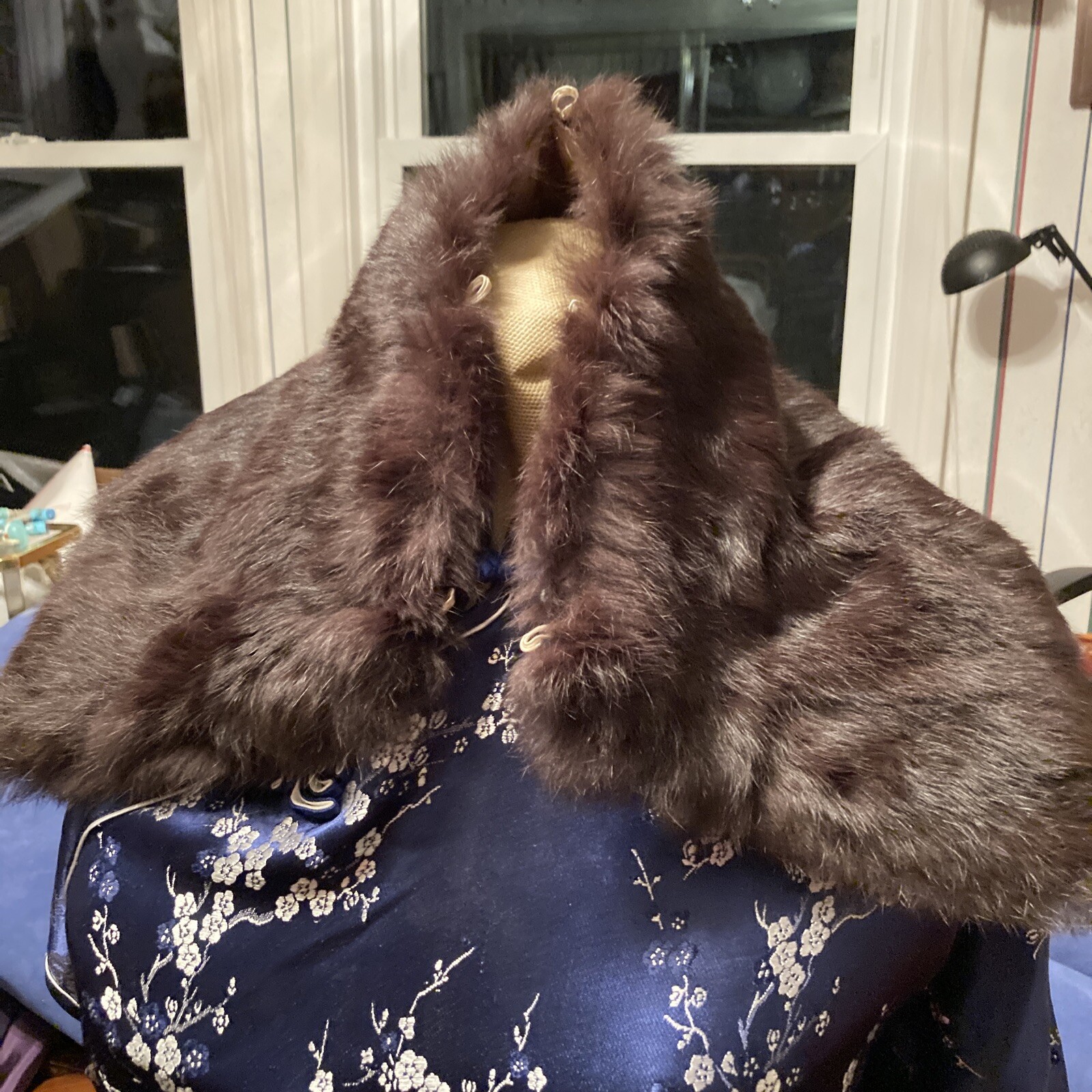 antique rabbit collar brown fur Gold lining 24“ x 7 … - Gem