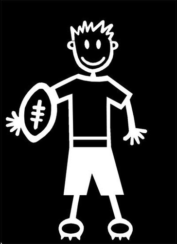 TM5 TEEN BOY WITH FOOTBALL - MY STICK FIGURE FAMILY CAR WINDOW STICKER ...