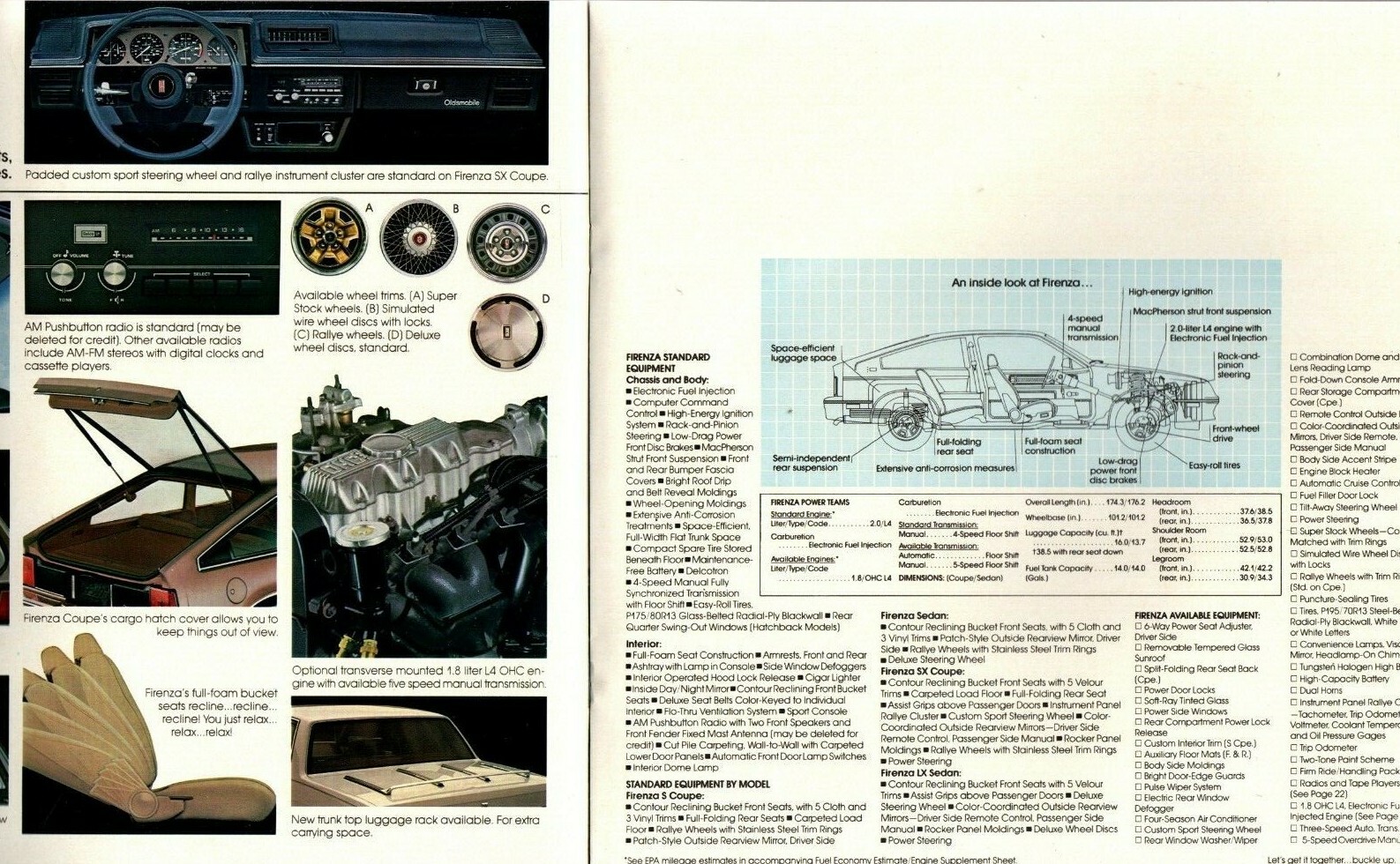 1983 OLDSMOBILE Brochure / Catalog: FIRENZA,OMEGA,CRUISER,ES,SX,LX ...
