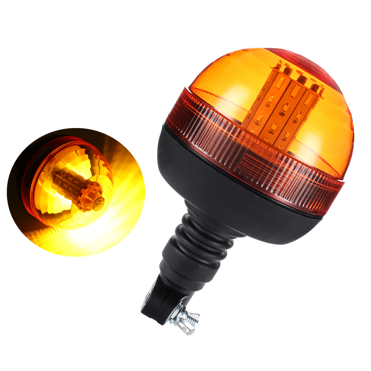 LED Rotating Flashing Amber Beacon Flexible DIN Pole mount Tractor ...